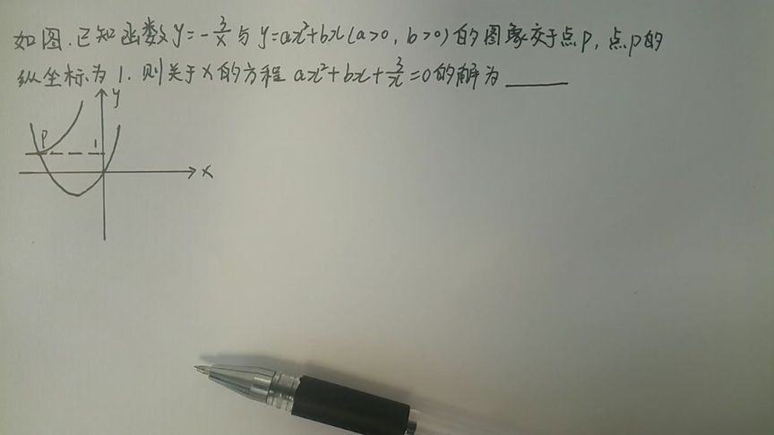 中考数学-已知反比例函数与二次函数的交点纵坐标,求方程的解!