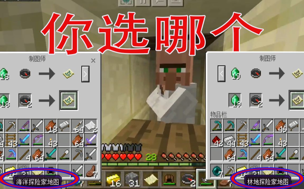我的世界73:和制图师交易这两个地图你选哪个,我选对了吗?