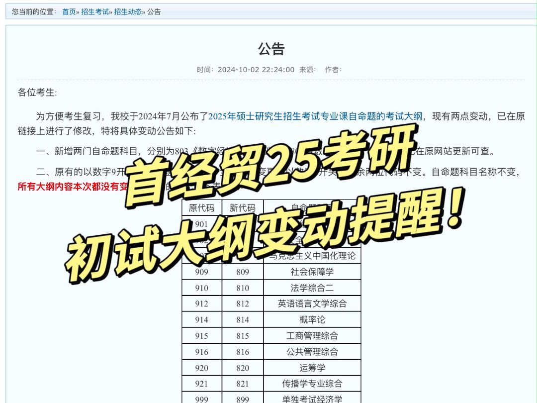 首经贸25考研专业代码变动,官方给说法了!