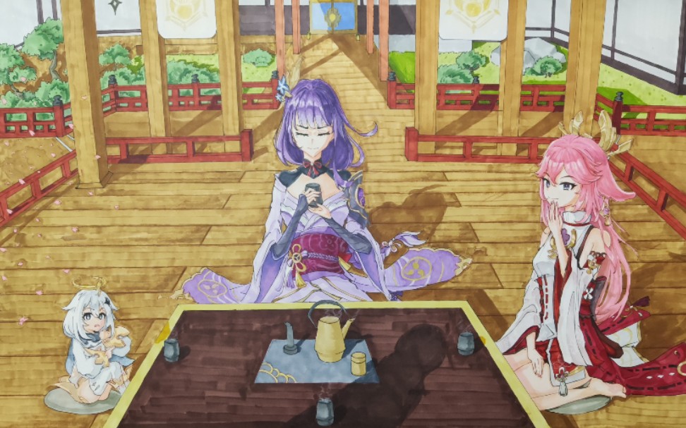 【你迟到啦】【原神】马克笔绘画过程