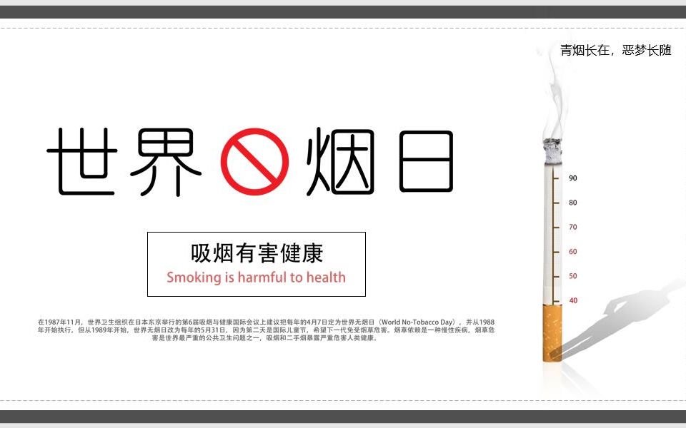 简约风世界无烟日宣传教育PPT模板