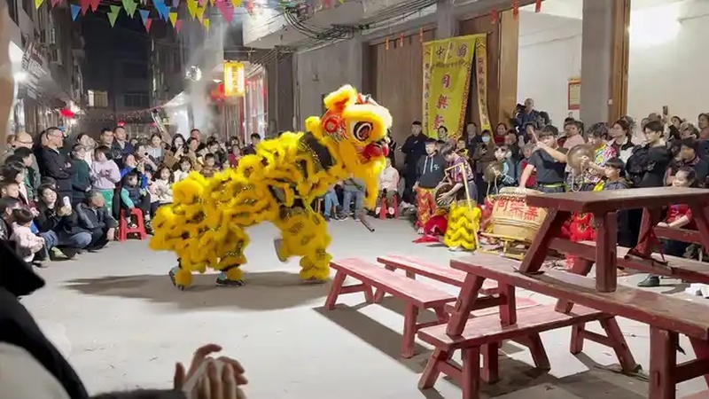 一年一度的元宵节舞狮表演