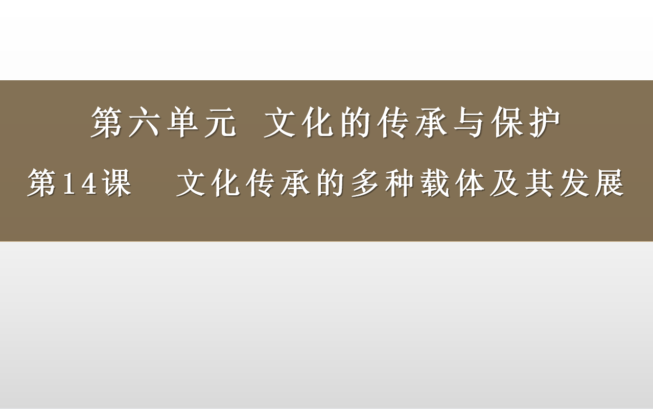...选择性必修三 文化的传承与保护 第14课 文化传承的多种载体及其发展