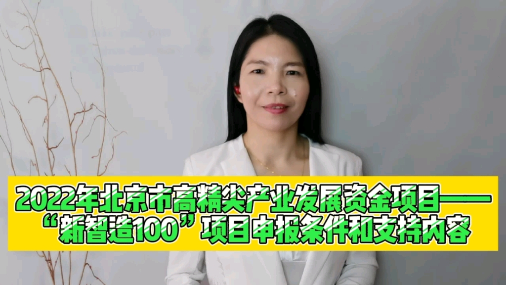 2022年北京市高精尖产业发展资金项目——“新智造100”项目申报...