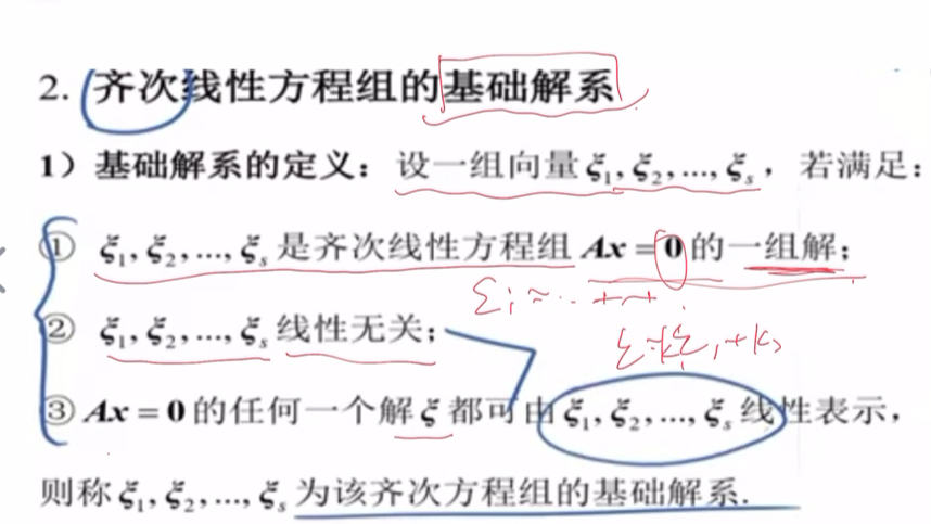 【一分钟搞定大学数学】矩阵3-齐次线性方程组基础解系定义
