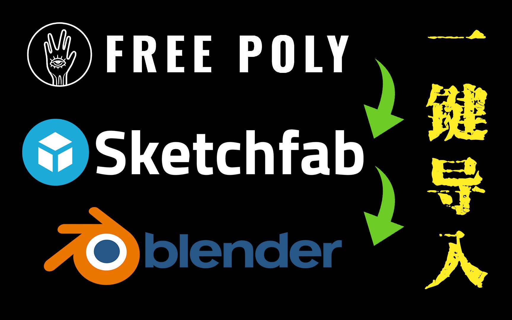 不后悔!利用sketchfab to Blender插件一键导入Freepoly.org资产