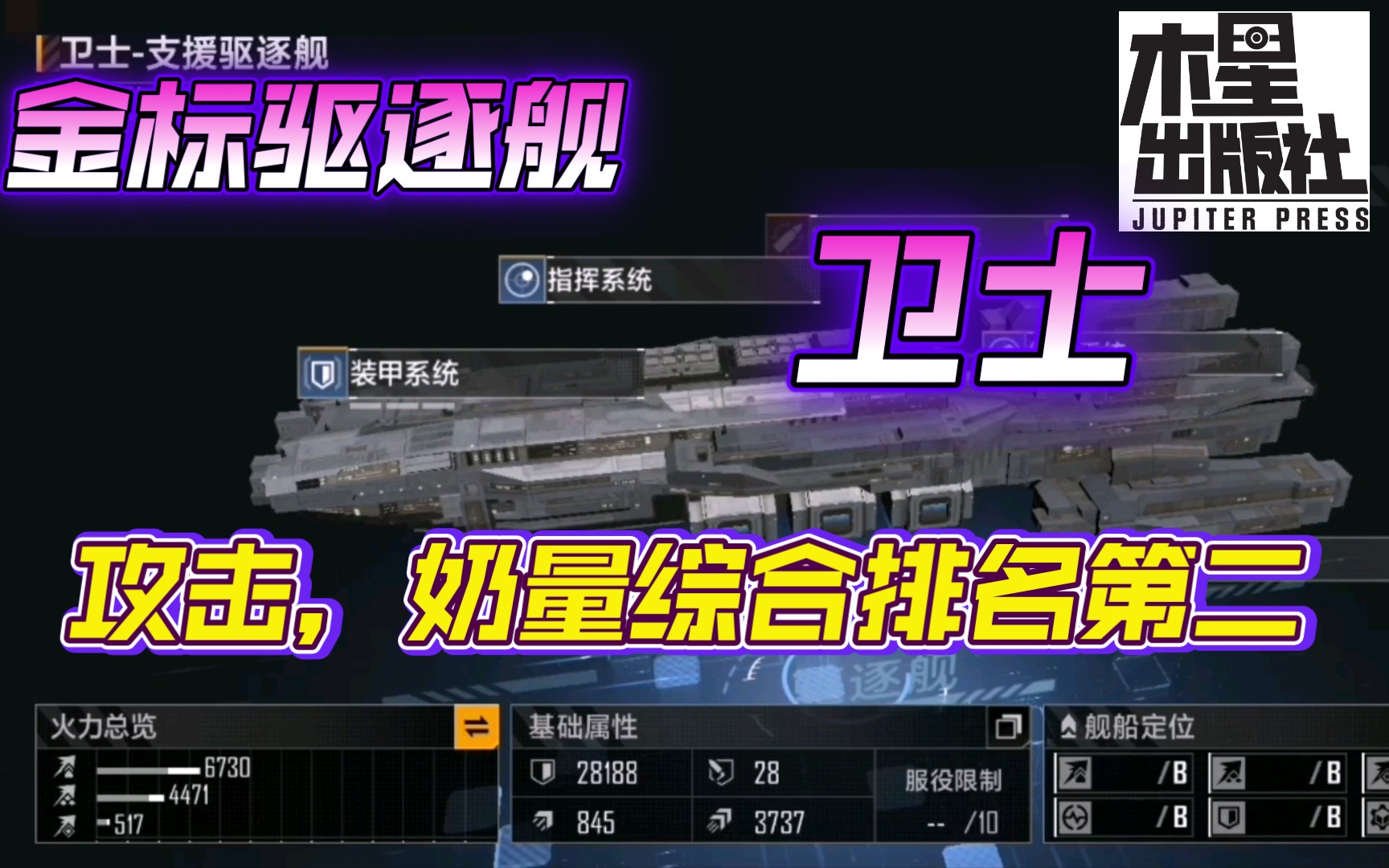 无尽的拉格朗日(金标驱逐舰)卫士支援舰(综合奶量排名第二)能打能奶,...