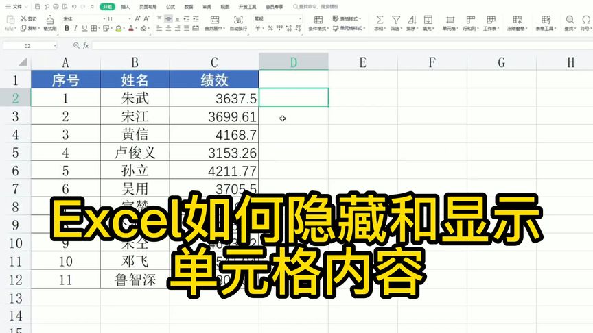 Excel如何隐藏和显示单元格内容