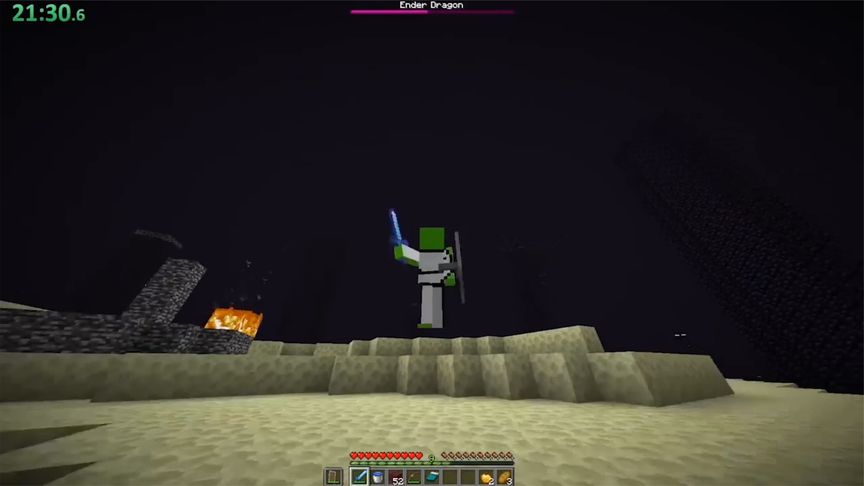 我的世界:dream速通记录,打破世界记录,瞬间干掉末影龙