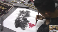 国画教学:写意荷花画法,简单的勾勒花瓣,初学者也可以画出