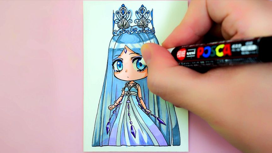 向冰殿表白,马克笔手绘可爱Q版的冰公主,你们喜欢吗