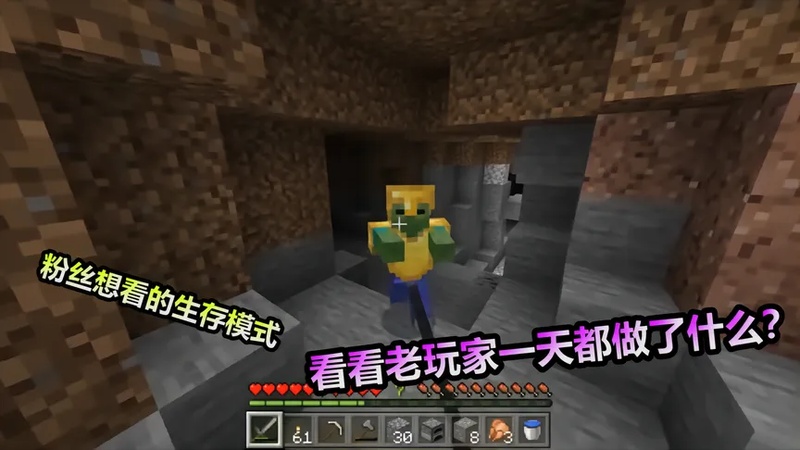 MC我的世界:粉丝想看的生存模式,看看小熊的一天都做了什么