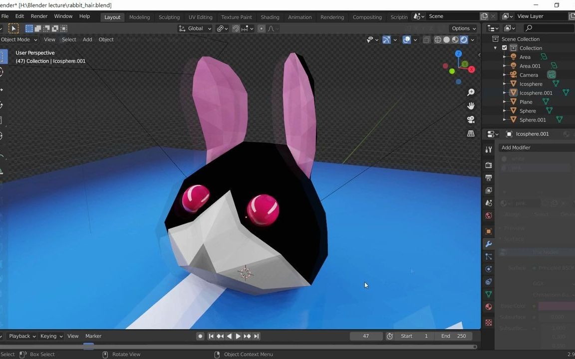 【blender2.9中文讲解教程】头发、动物毛发制作和上色技巧