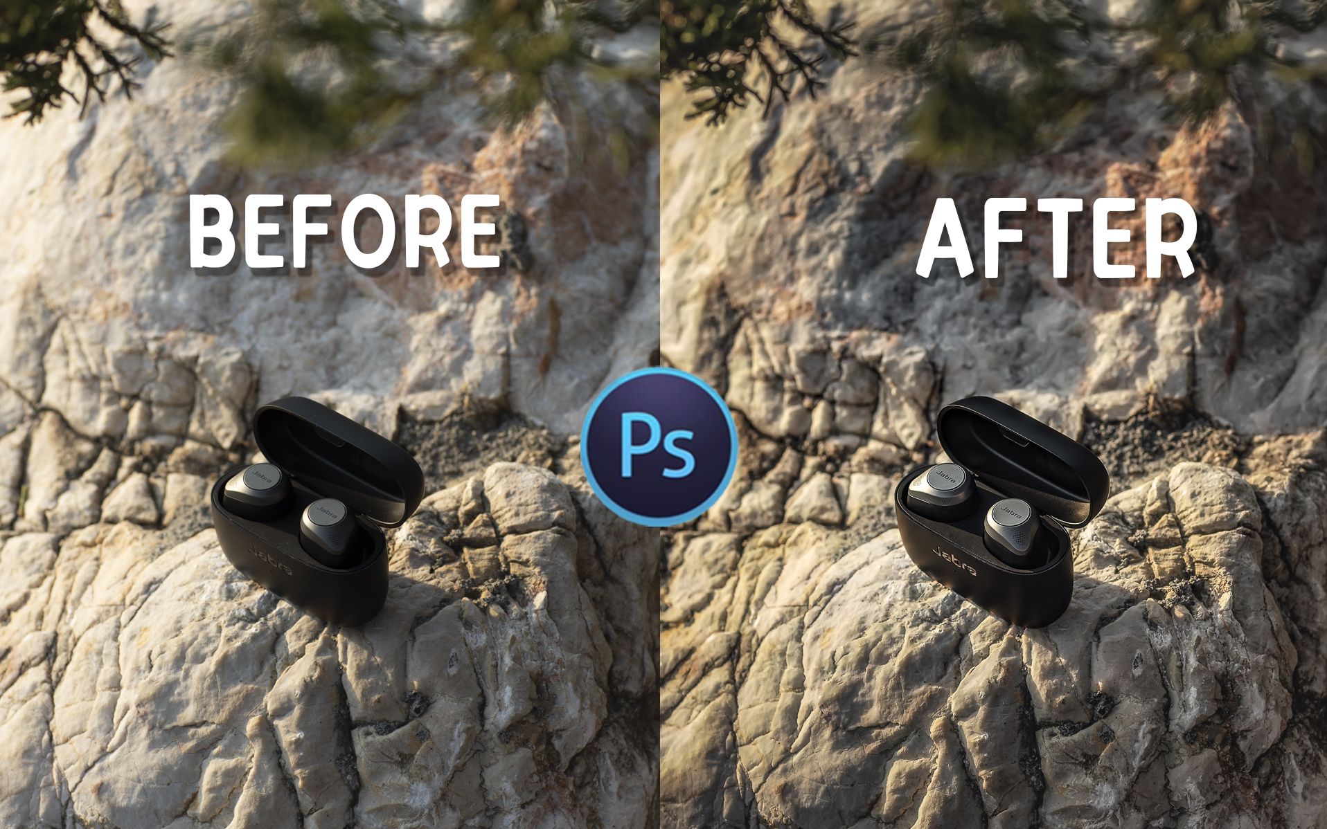 ...修图日常】数码爱好者,用PS简修一张捷波朗耳机图,主体突出,质感加强