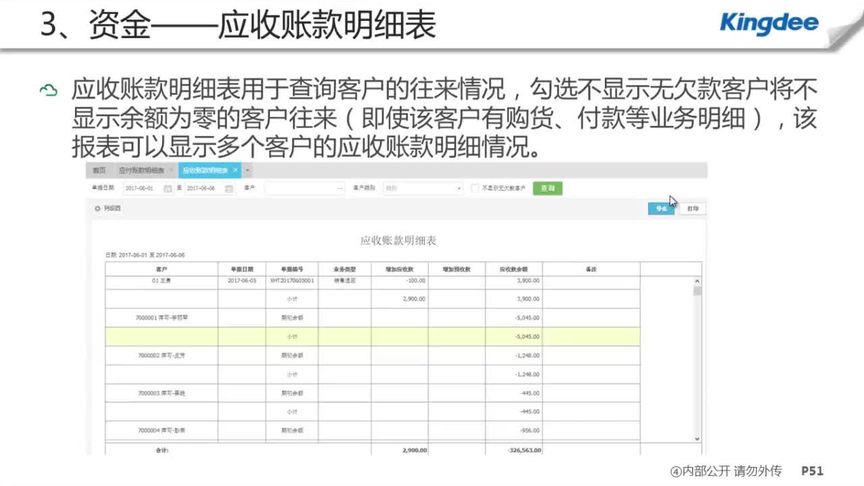 金蝶精斗云V3云进销存099-应收账款明细表
