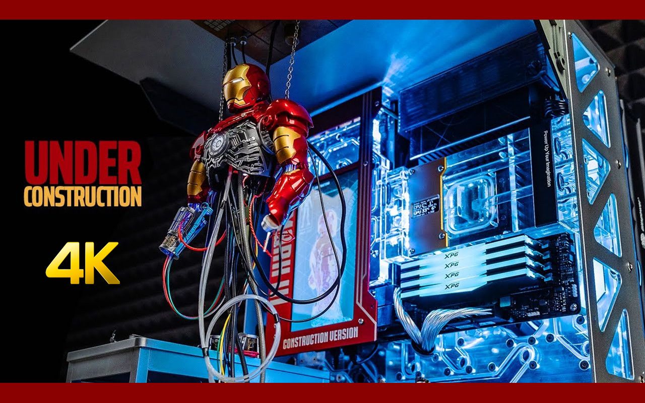 【4K】大佬DIY钢铁侠Mark3主题场景定制分体水冷游戏电脑装机 | 作者...