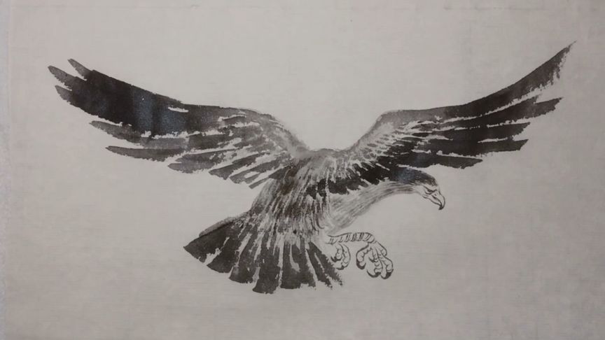国画入门:水墨画“雄鹰展翅”用墨先淡后浓