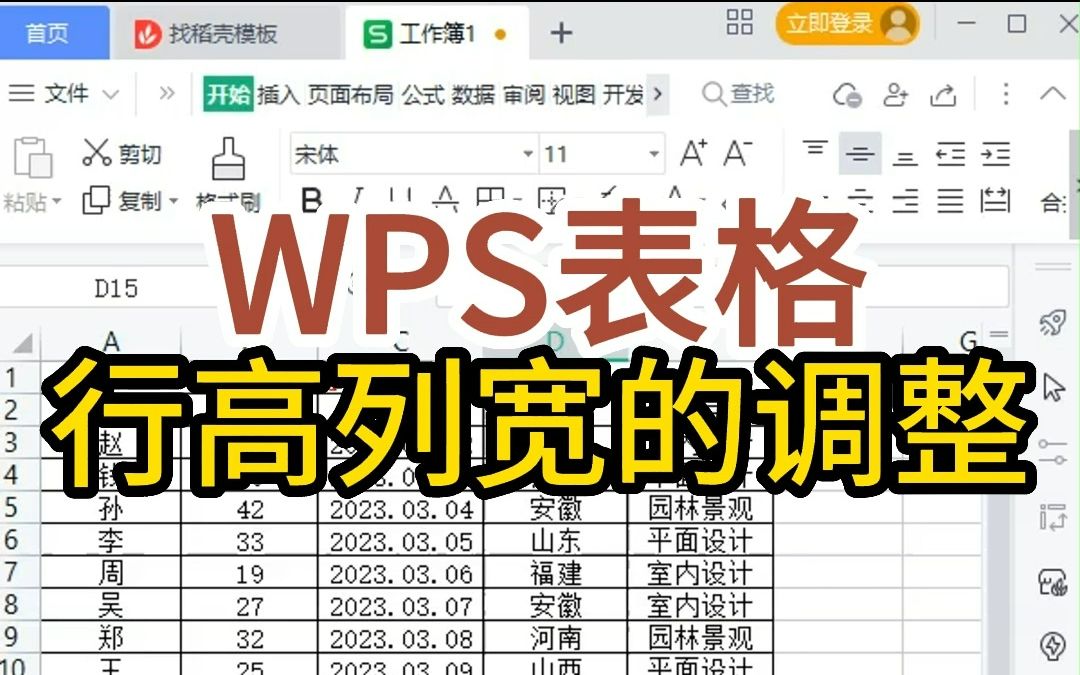 WPS表格入门,行高列宽的一键调整,新手教程