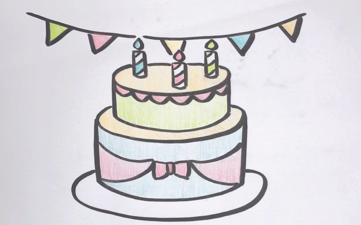 简笔画:学会可以画给生日的小伙伴,大家生日快乐哟