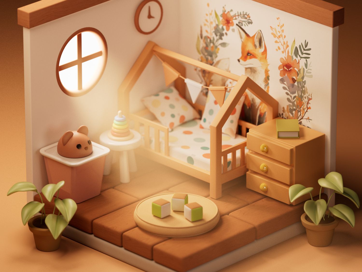 C4D教程 C4D场景建模教程01-卧室小场景案例-场景地面墙面制作 c4d...