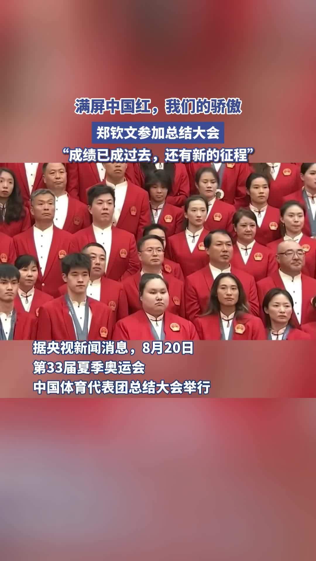 满屏中国红,我们的骄傲,郑钦文参加总结大会