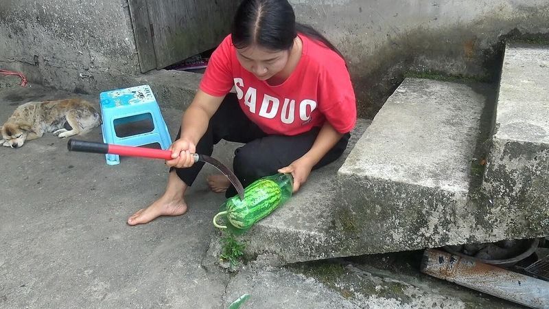 小纯做的西瓜模型成功了,拿回家婆婆吃了一口,不敢相信