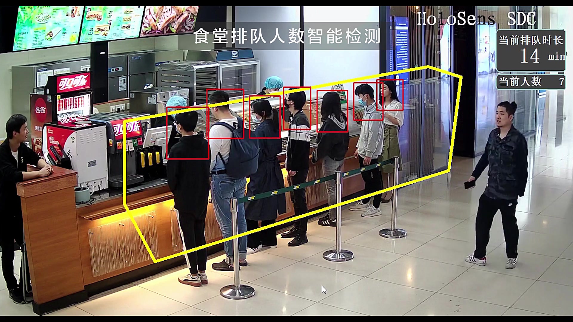 AI摄像机自动统计排队人数客流