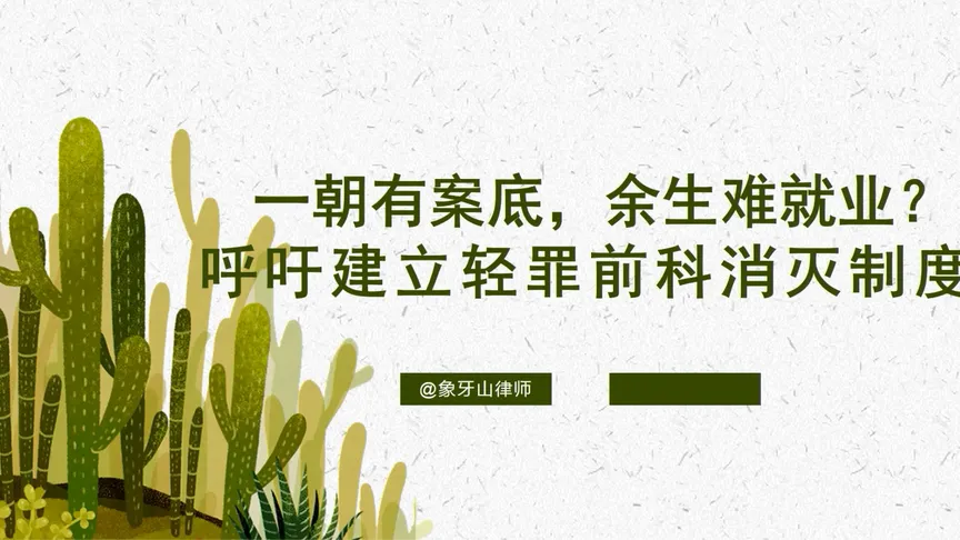一朝有案底,余生难就业?呼吁建立轻罪前科消灭制度