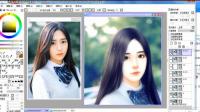 PS+SAI真人照片转手绘ps人物转手绘给清新漂亮的学生妹艺术照制作...