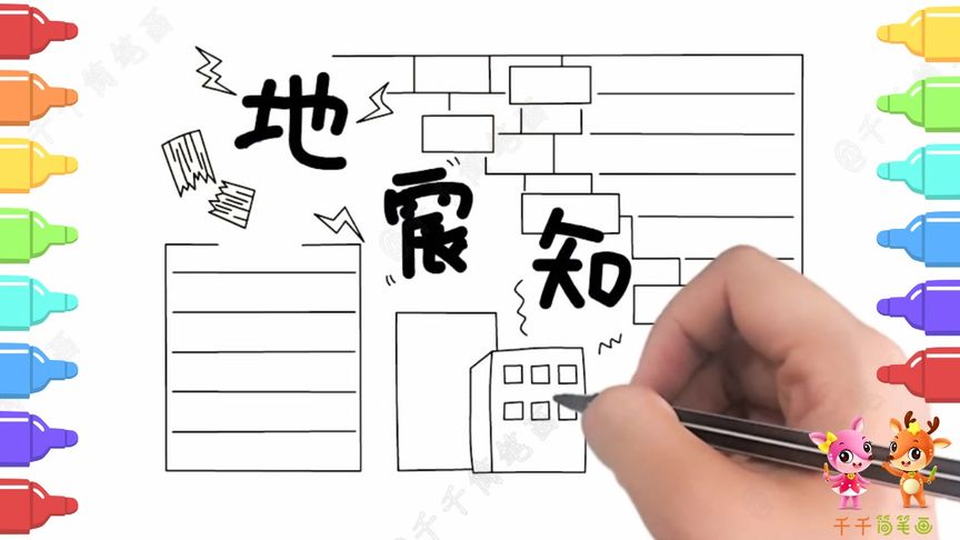 512防灾减灾日,教你画一款地震知识手抄报,手抄报作业不用愁