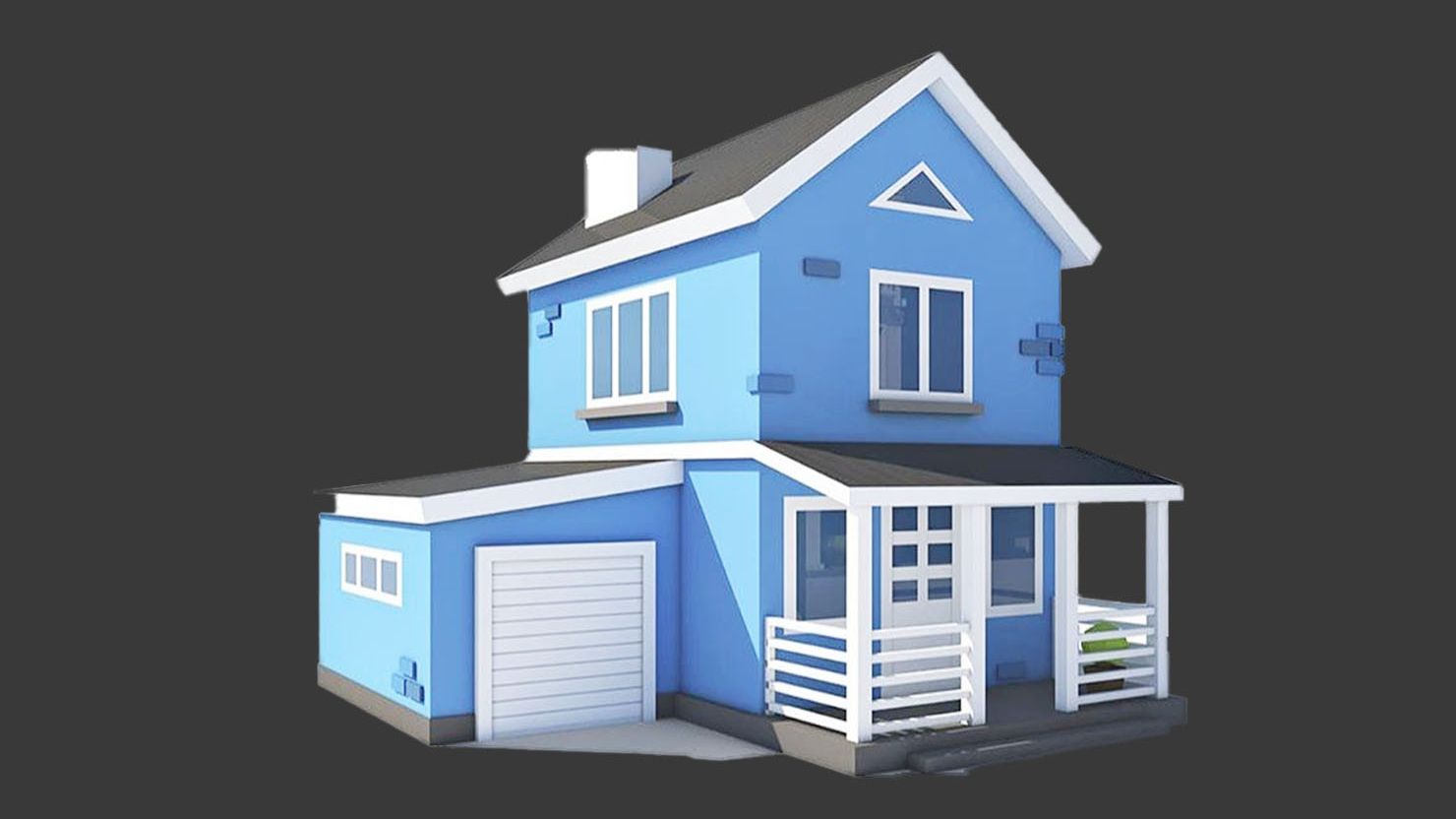 【3DMAX场景建模】卡通房子场景制作,适合小白练习的建模案例