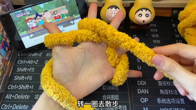 跟着阿呆学用手指织围巾