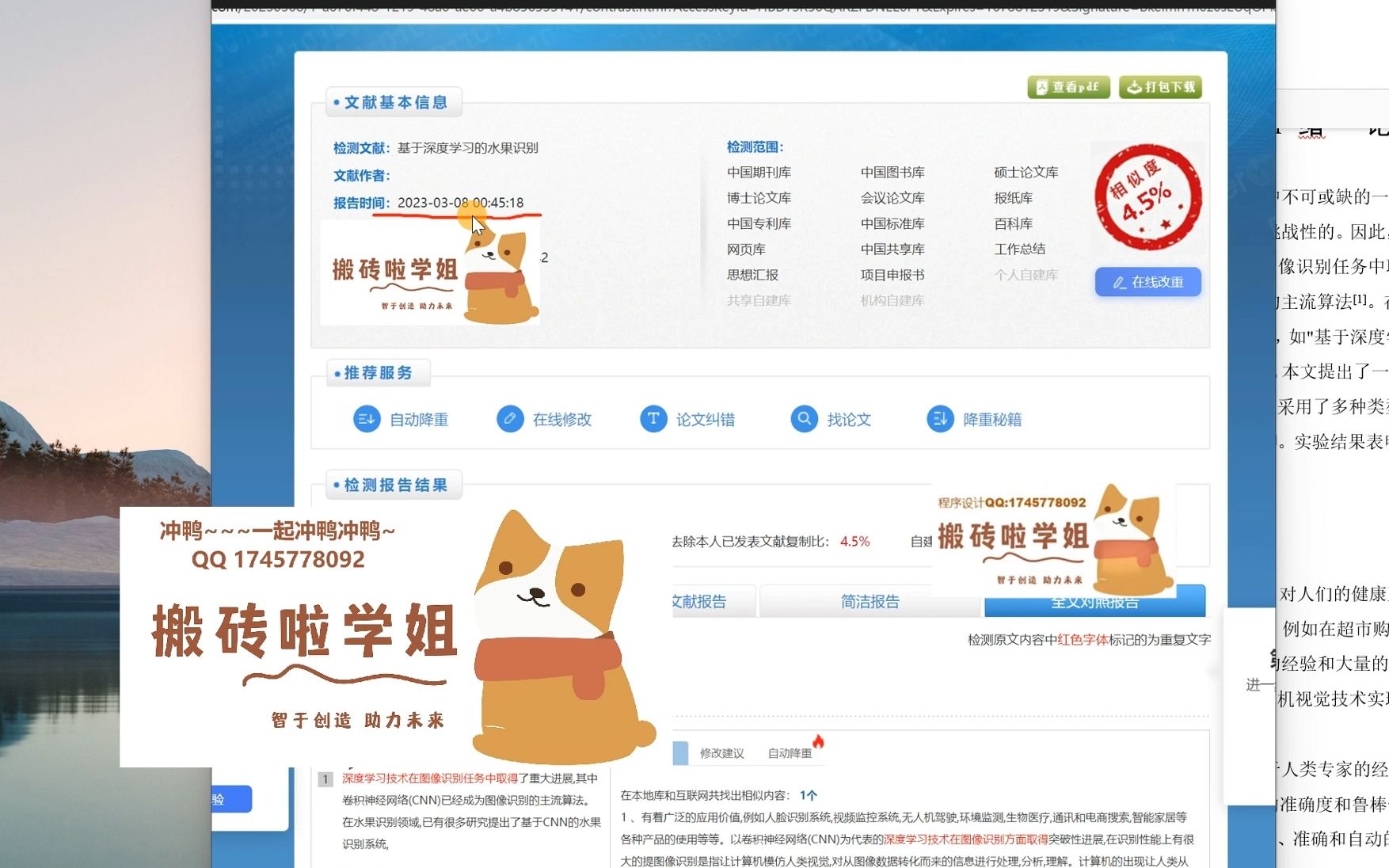 查重4.5%:基于深度学习等算法类描述已经很多,如何进行论文的章节...