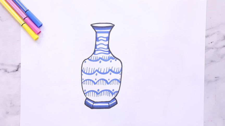 青花瓷简笔画教程