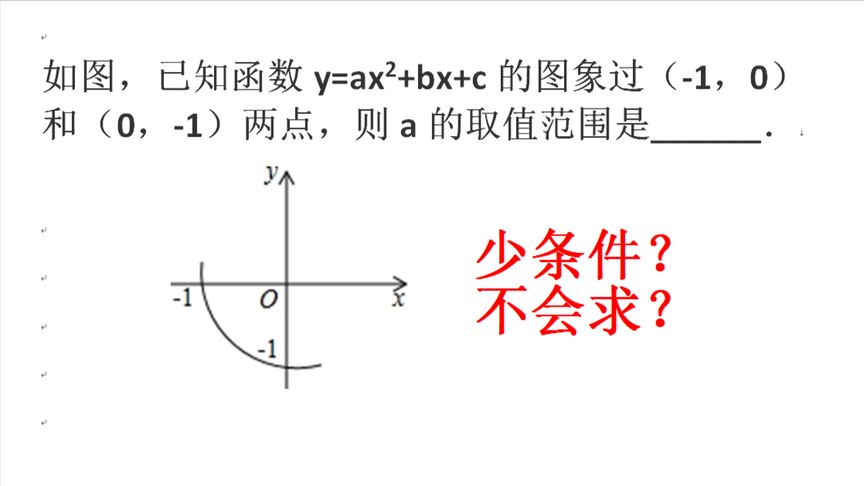 中考题,求二次函数a的取值范围,学霸直呼少条件,真的是这样吗