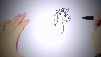儿童简笔画:如何一步一步地画一匹马 简笔画教学视频