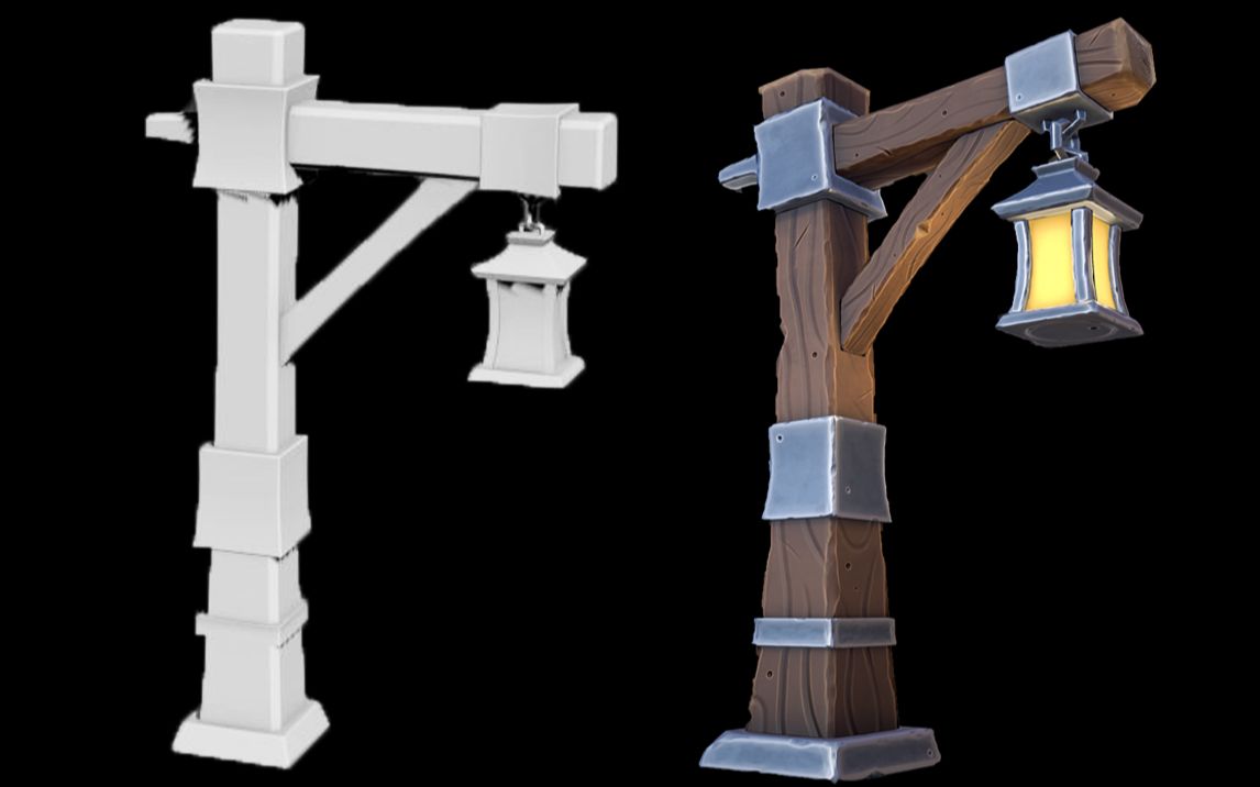 次世代流程:3D游戏建模场景道具路灯模型/材质PBR全流程制作技巧教程