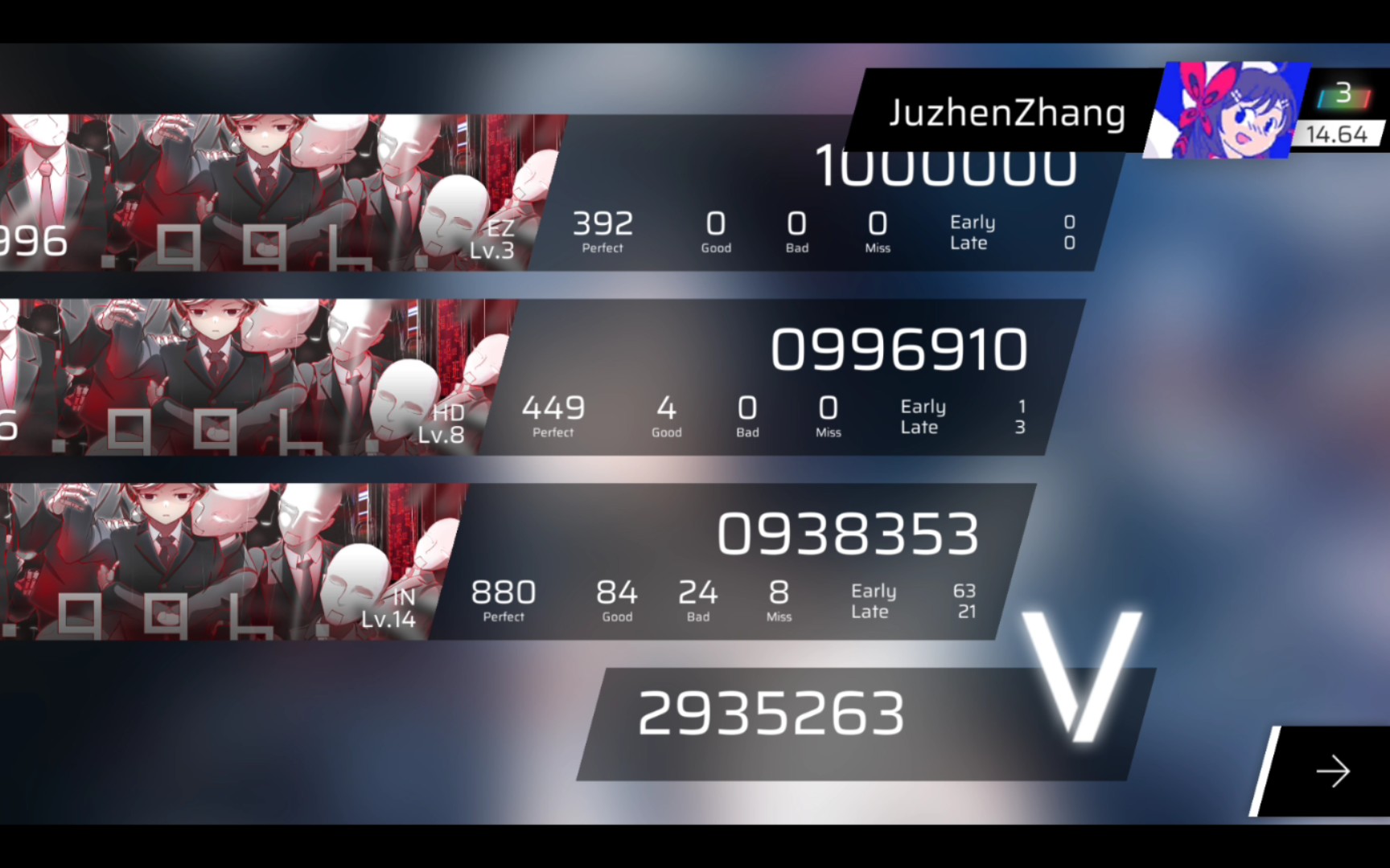 『Phigros』 3倍996 课题模式 红25【3+8+14=25】