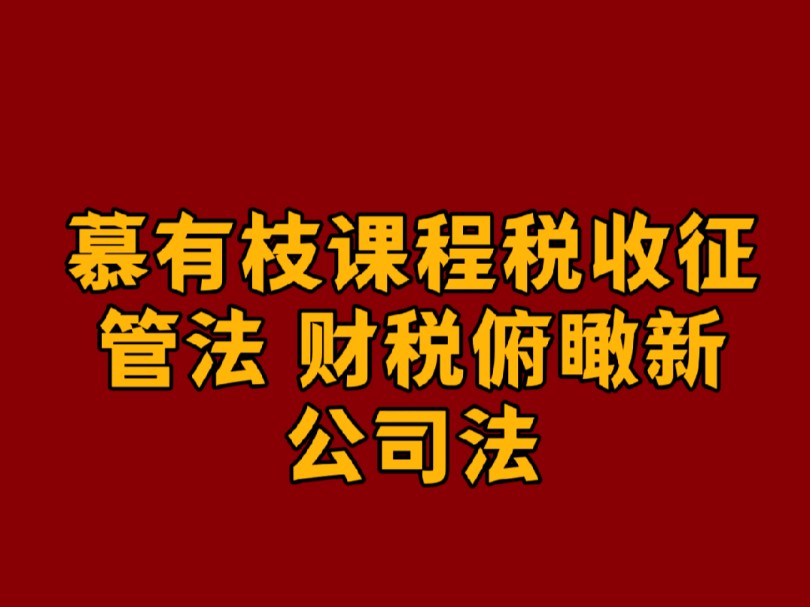 慕有枝课程税收征管法财税俯瞰新公司法