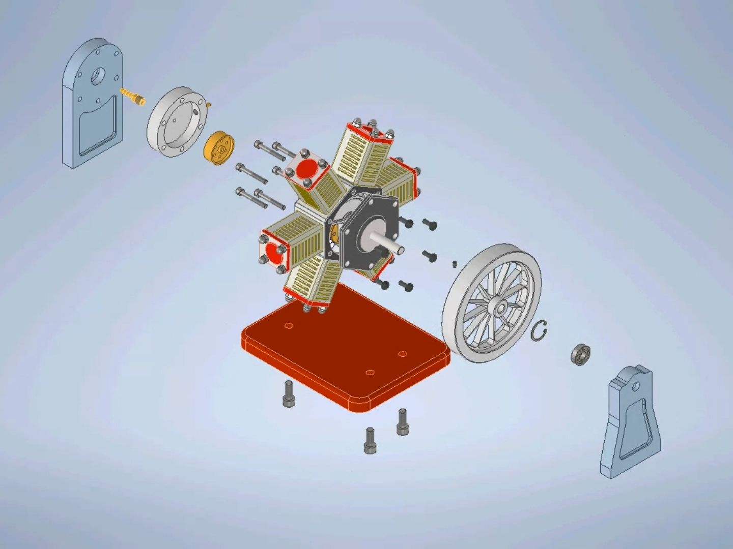 五缸发动机-运动仿真动画