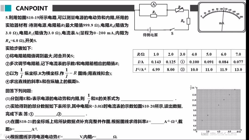 实验十 测电源电动势和内阻(课时巩固5)