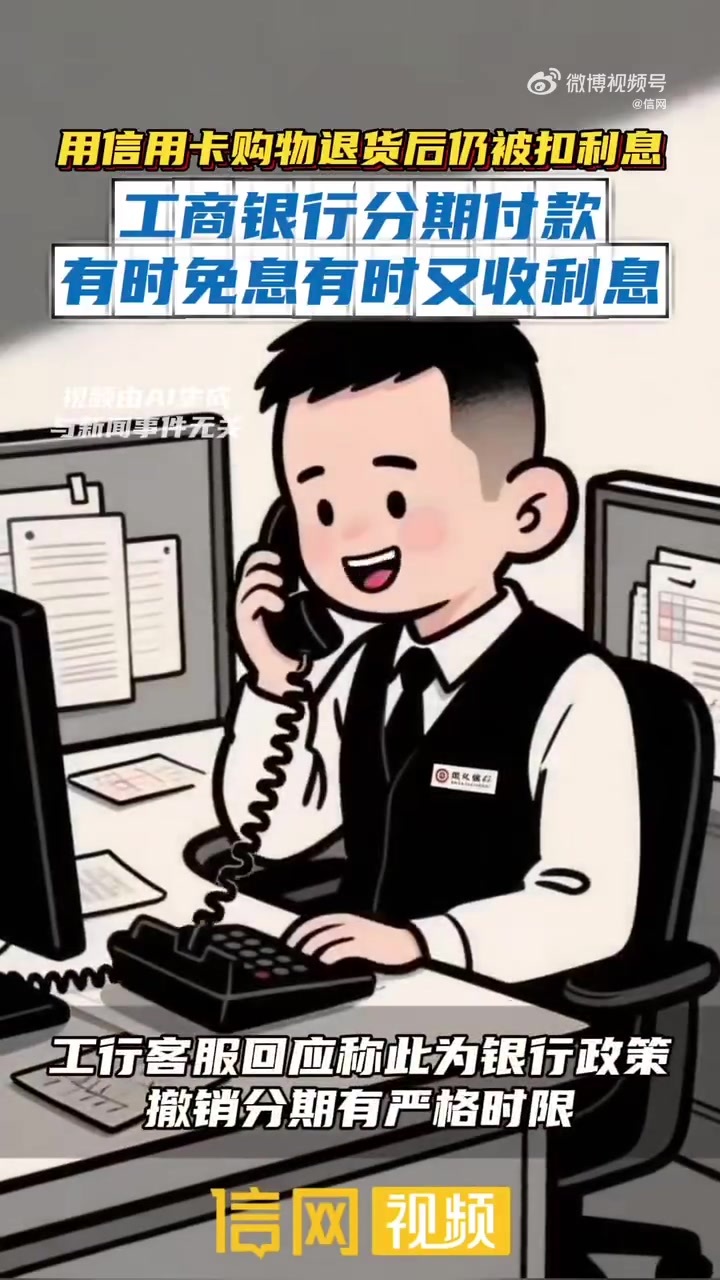 用信用卡购物退货后仍被扣利息 工商银行分期付款有时免息有时又收...