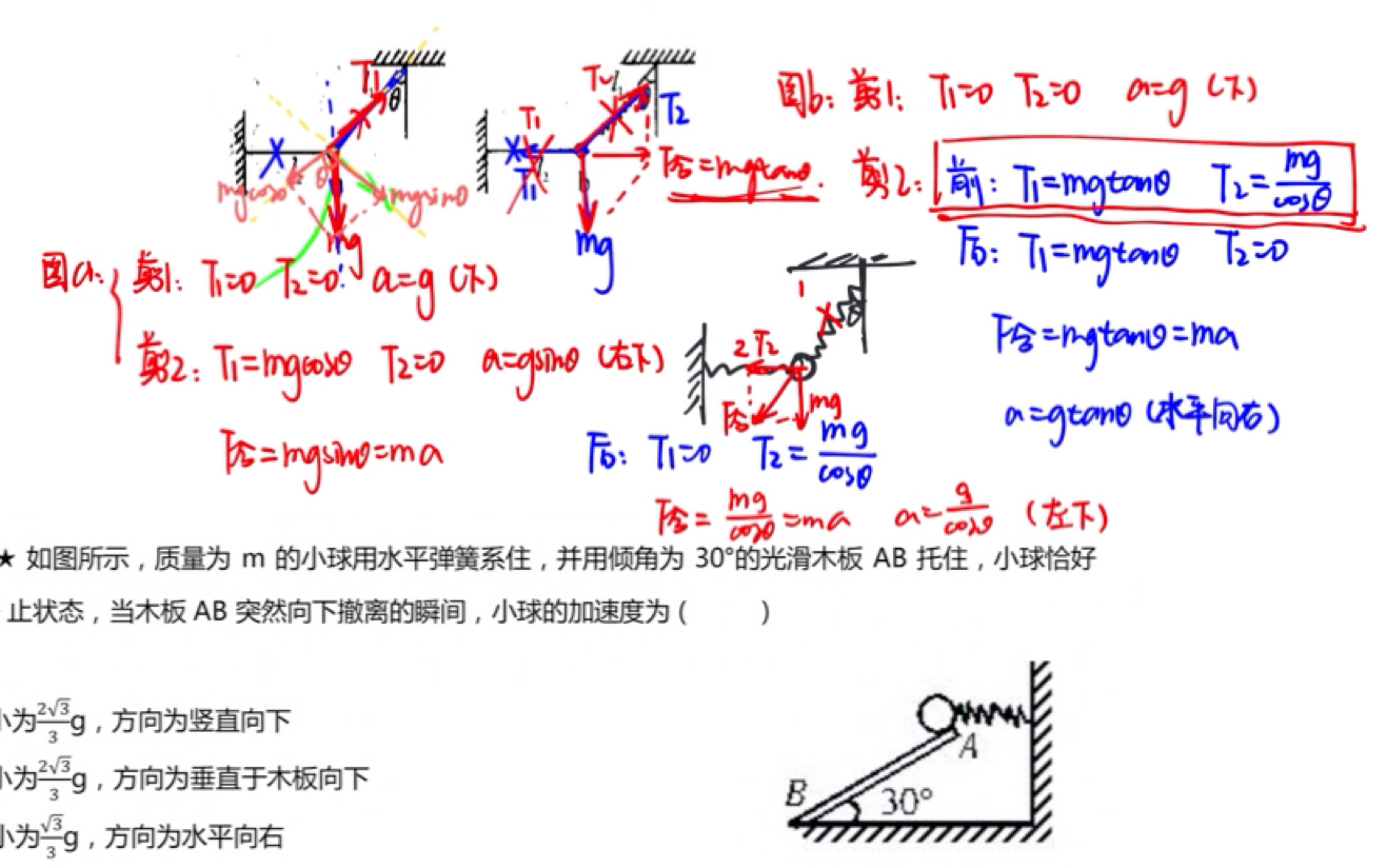 【牛二】模型:弹簧突变问题(区别绳和弹簧)