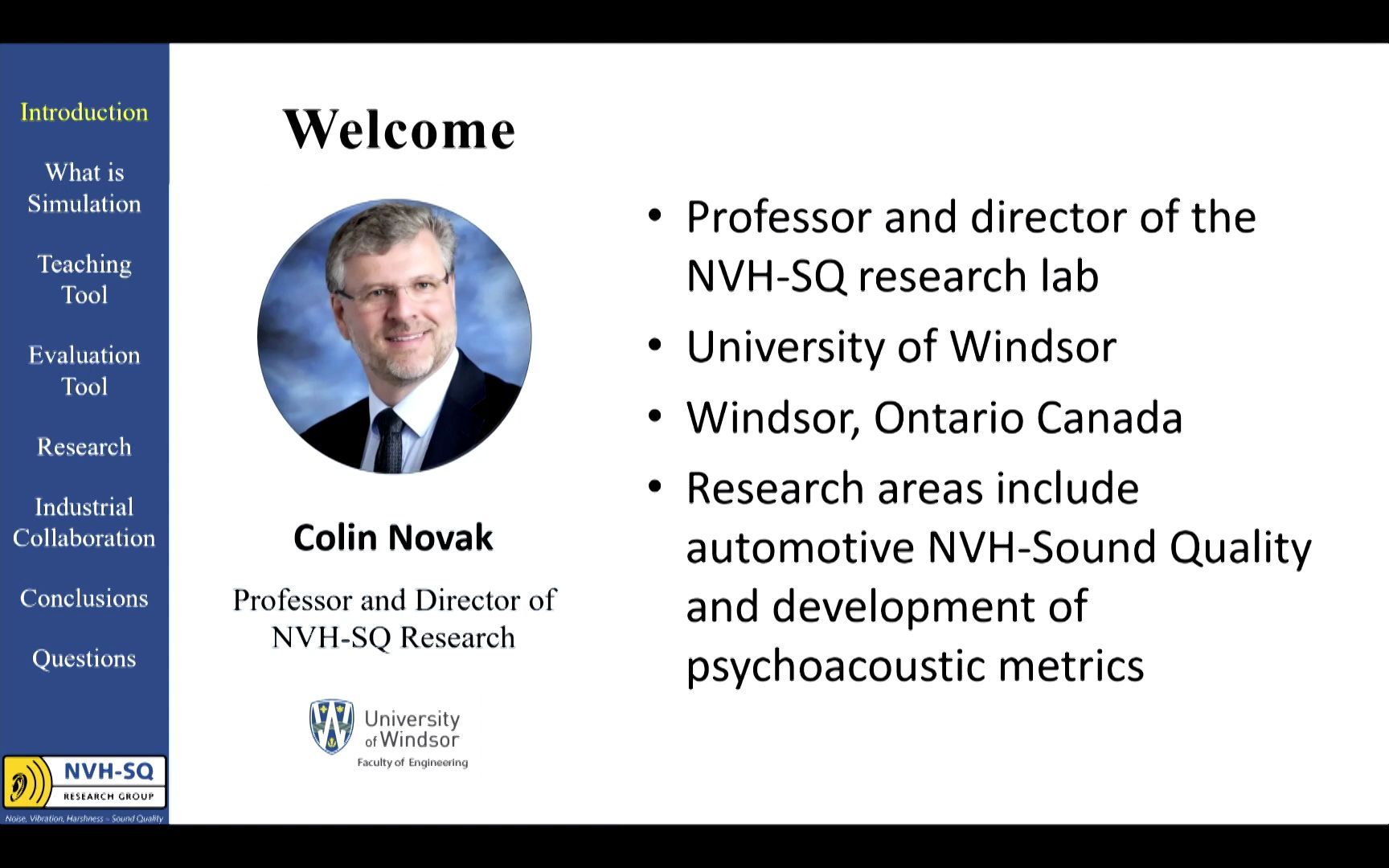 University of Windsor - Using Driving Simulator Tools in Higher Education