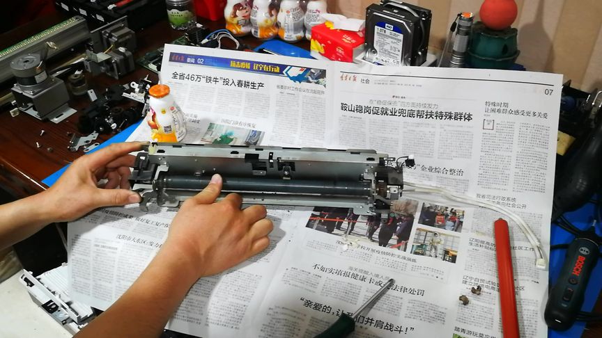 美能达185复印机拆解更换上下辊步骤(一)