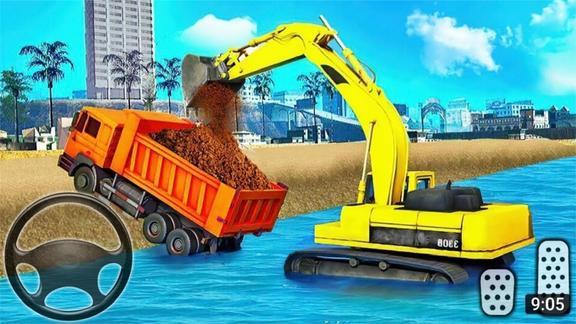 工程车模拟游戏:驾驶卡车和挖掘机建造小别墅!
