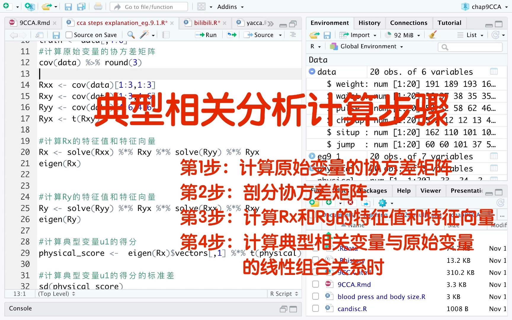 典型相关分析计算步骤