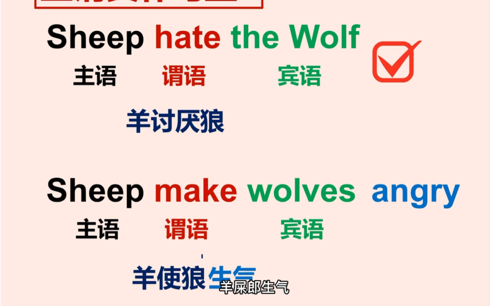 一个视频学懂主谓宾补句型