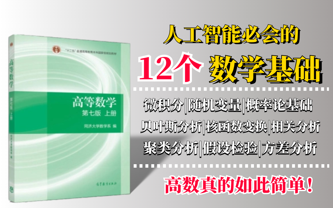 高数真的如此简单!讲爆12个数学知识点!微积分/核函数变换/随机变量/...