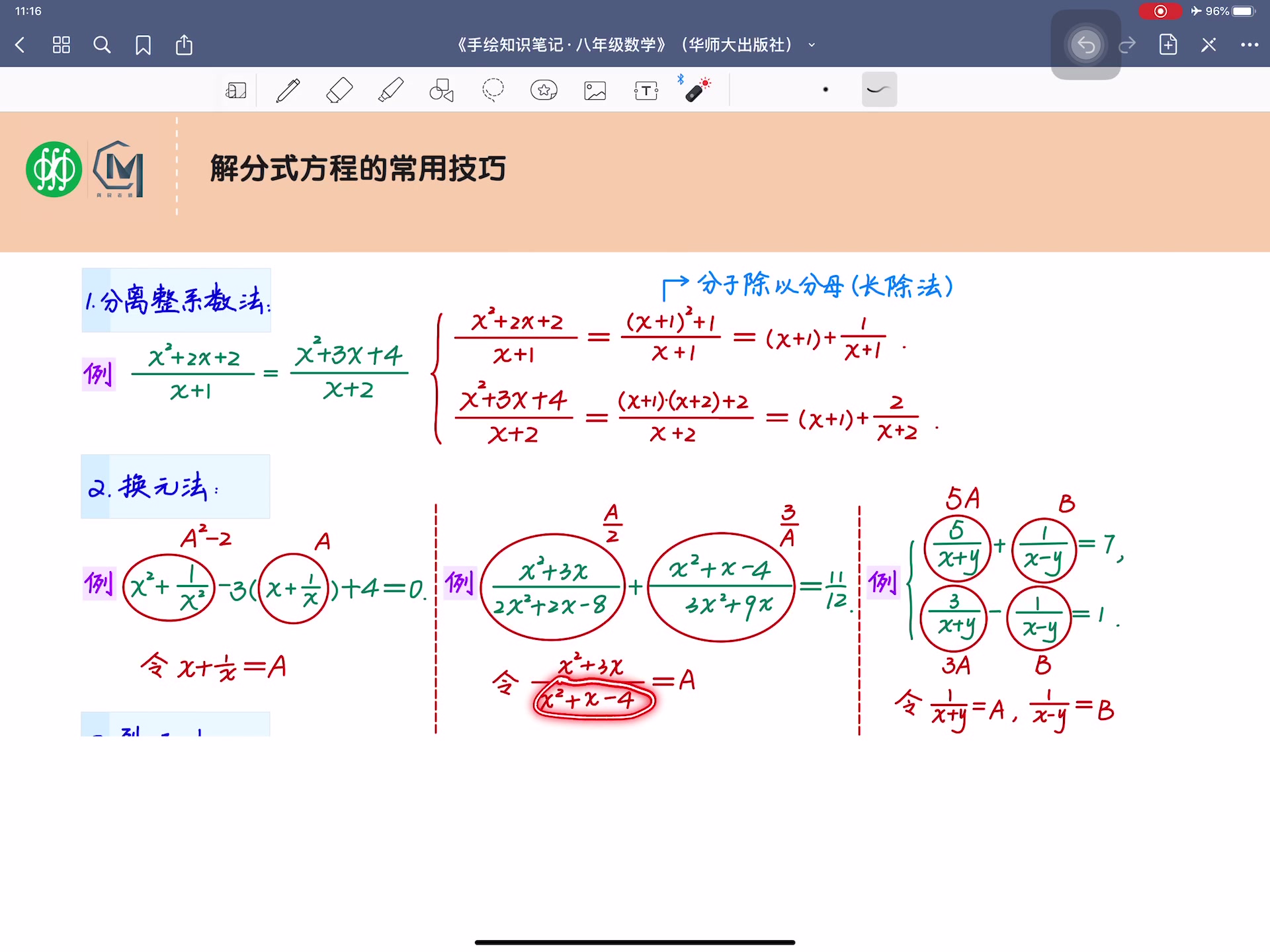 初中数学第21章-代数方程【13个小视频】(手绘知识笔记-八年级-初二-...